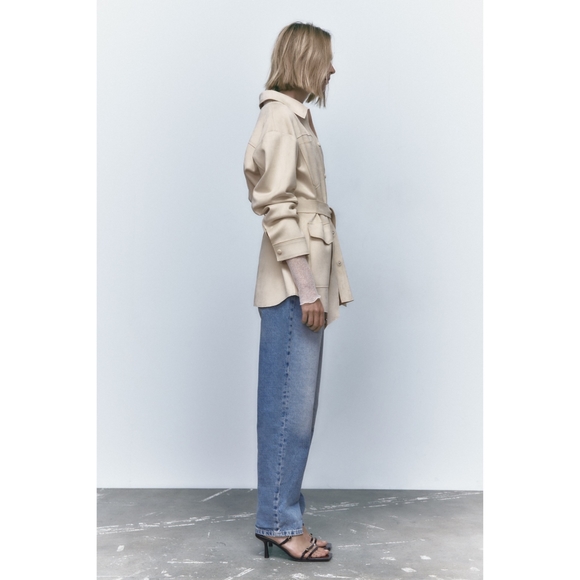 Zara | Jackets & Coats | Zara Belted Faux Suede Shirt Jacket | Poshmark